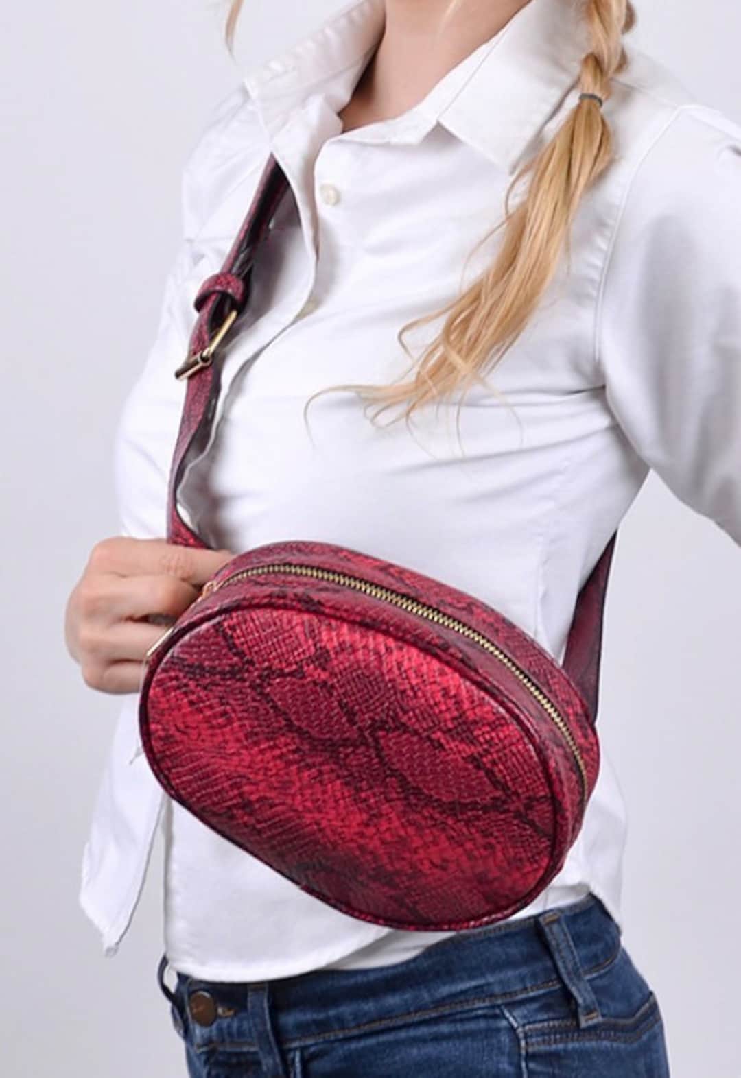 Red Snakeskin Belt Bag - Etsy