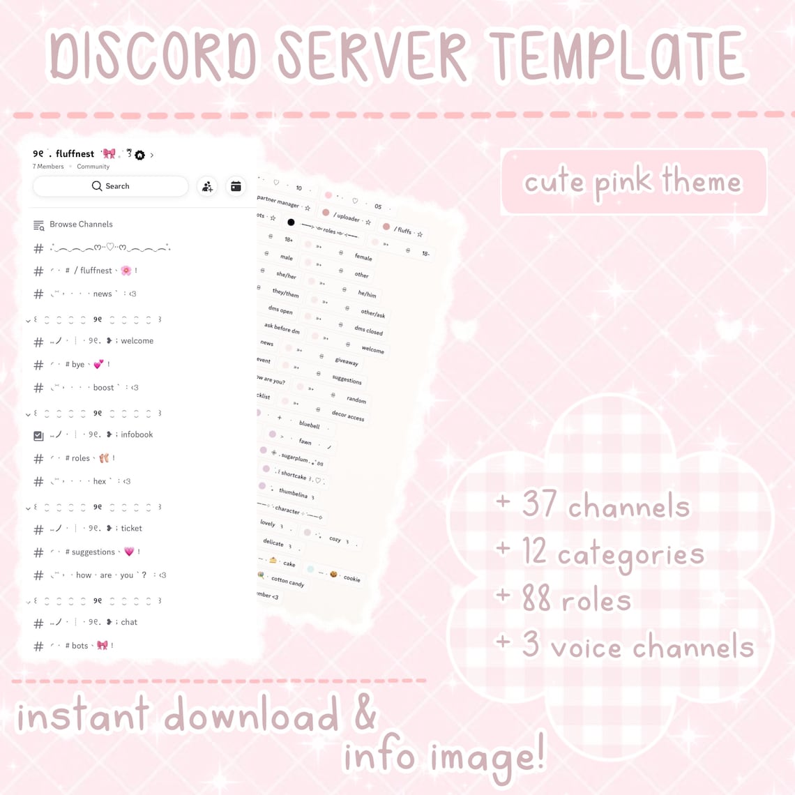 Cute Pink Discord Server Template (instant Download) - Etsy