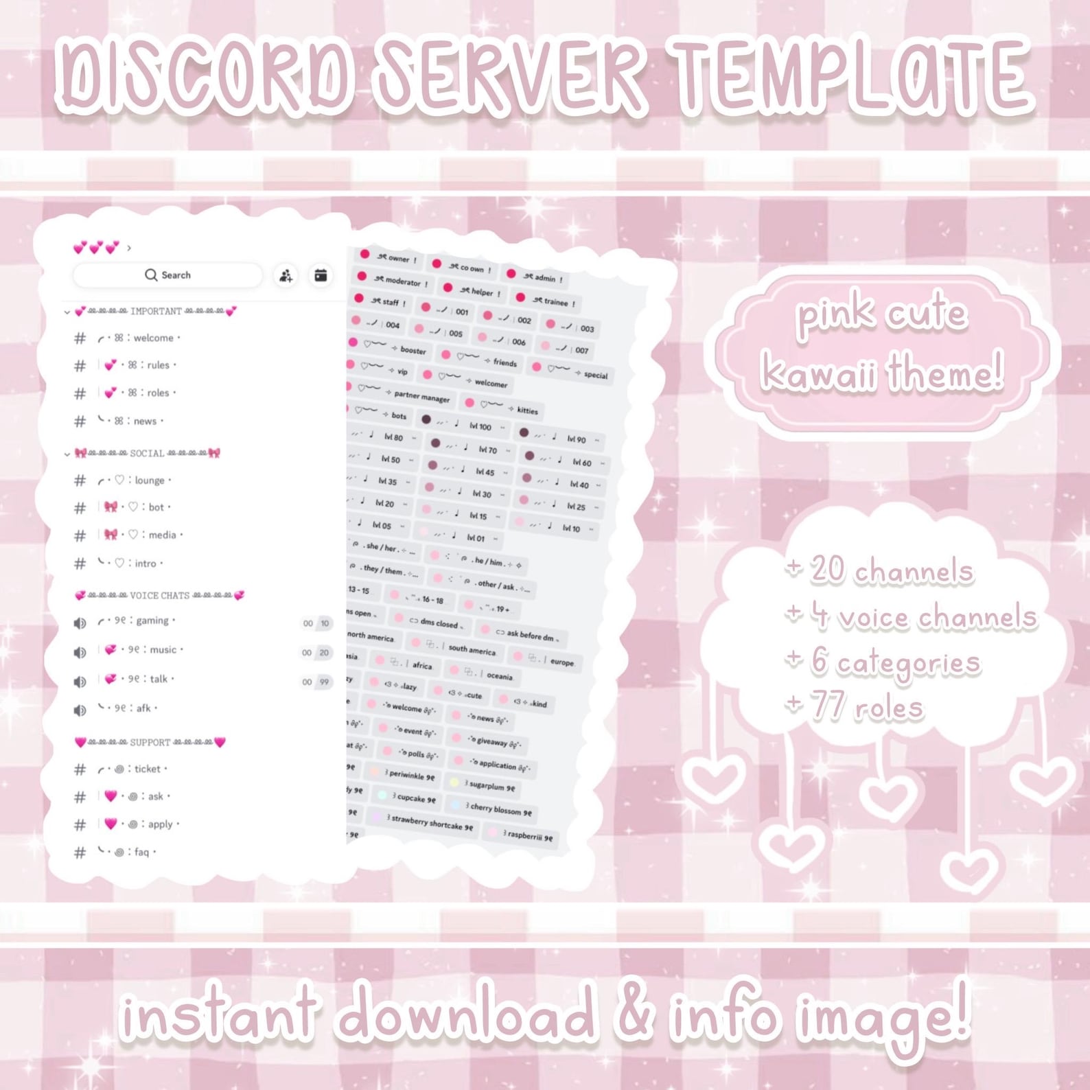 Pink Cute Kawaii Discord Server Template - Etsy