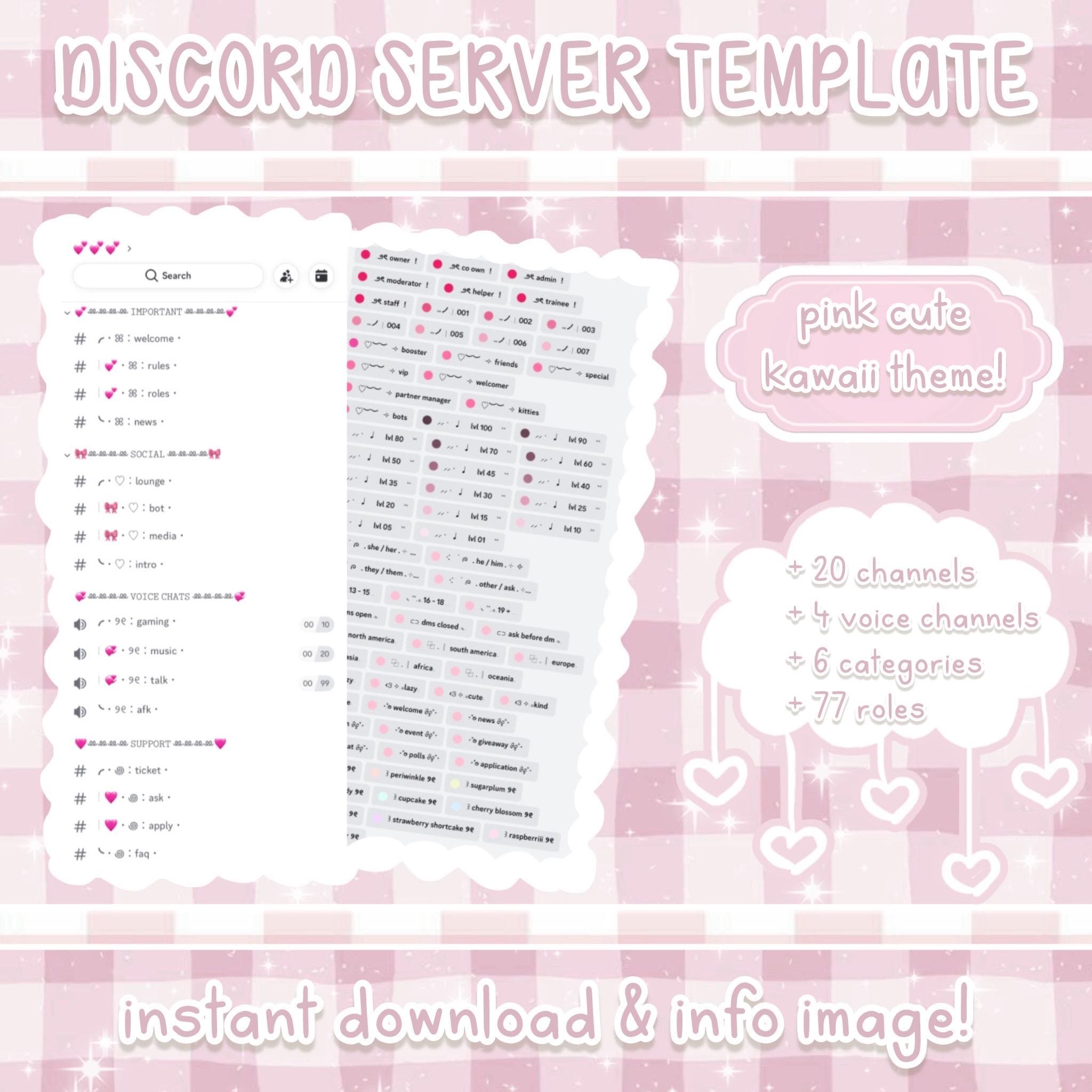 Pink Cute Kawaii Discord Server Template - Etsy