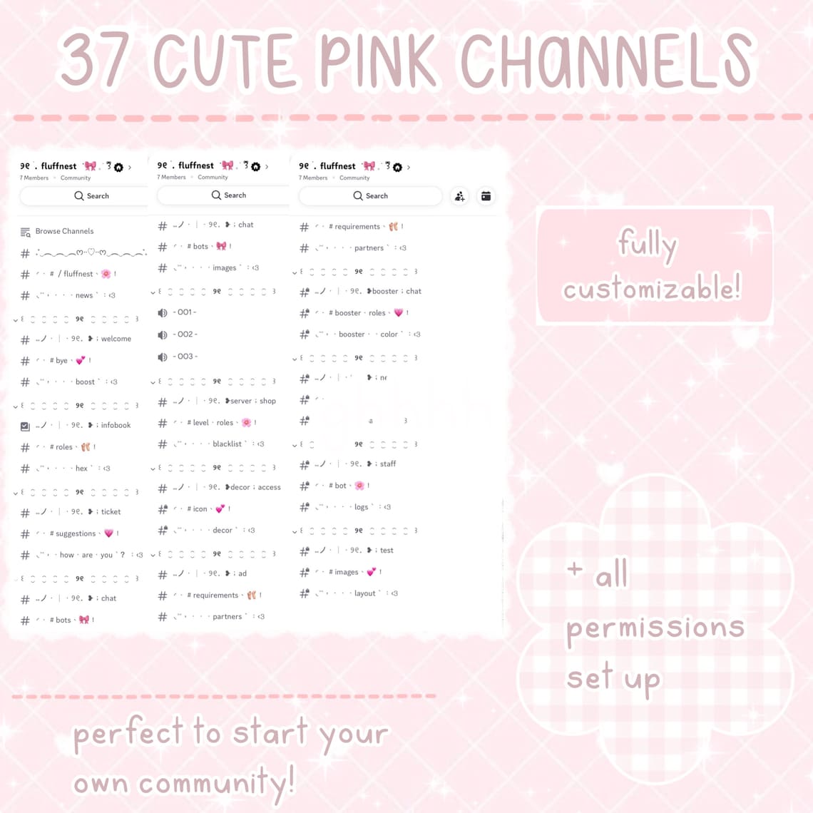 Cute Pink Discord Server Template (instant Download) - Etsy