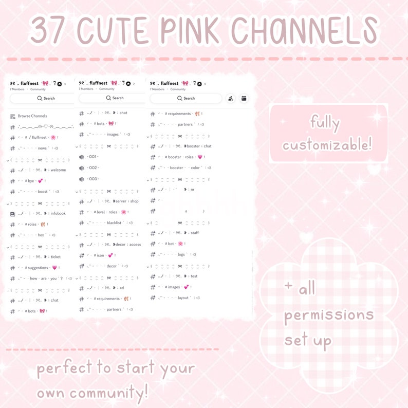 Cute Pink Discord Server Template (instant Download) - Etsy