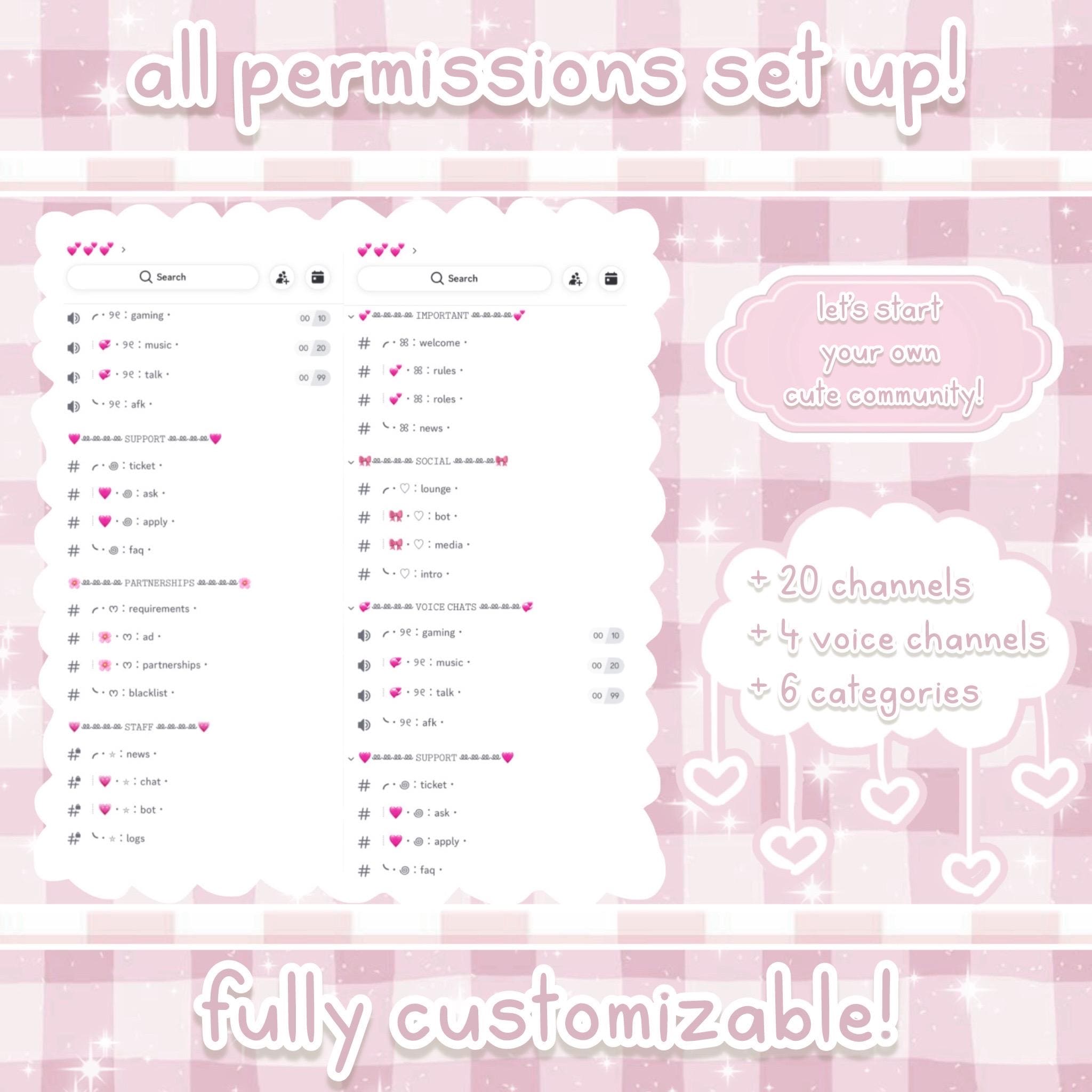 Pink Cute Kawaii Discord Server Template - Etsy