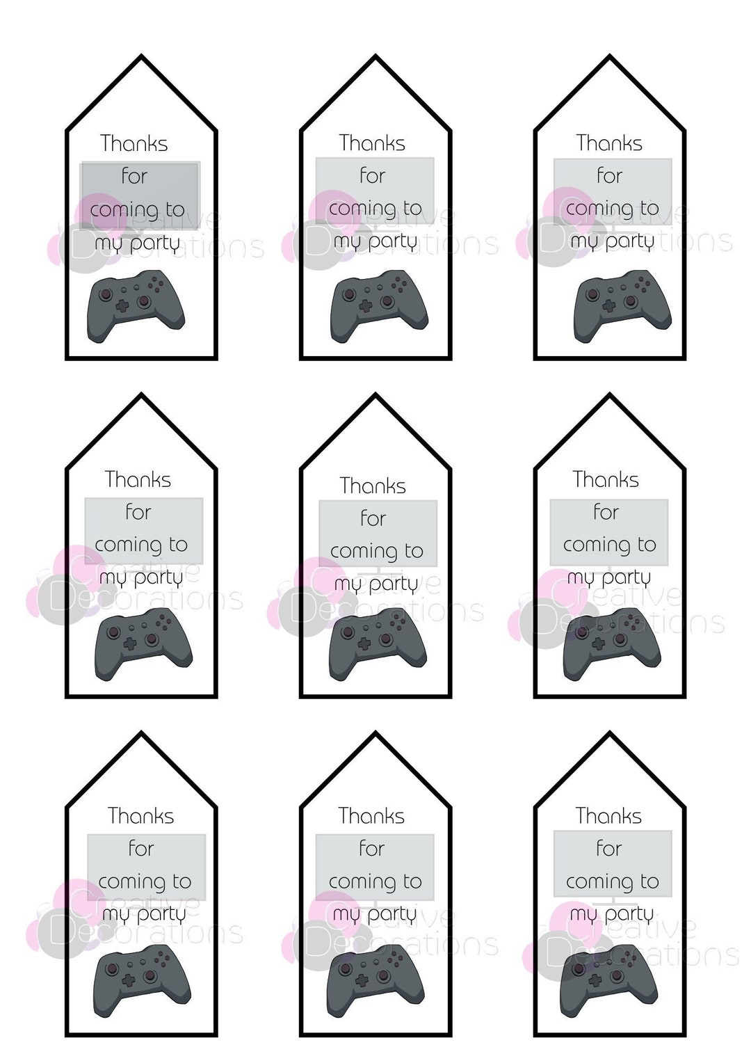 Gaming Themed Tags, Gaming Themed Labels, Sweet Cone Tags, Sweet Cone ...