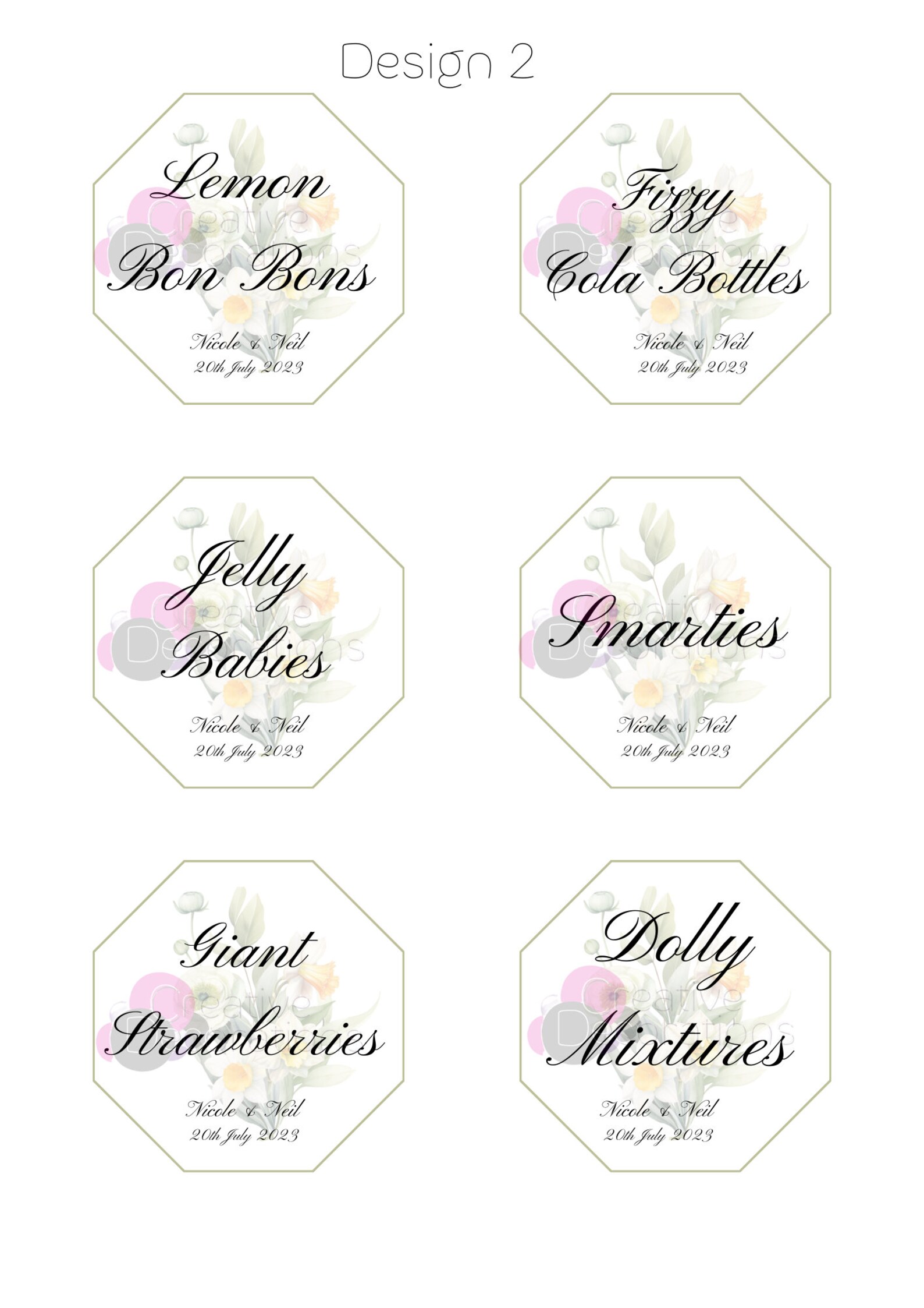 Wedding Sweet Buffet Labels, Sweet Buffet Labels, Sweet Vase Labels ...