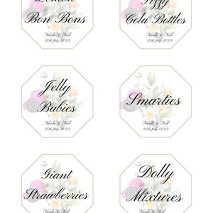 Wedding Sweet Buffet Labels, Sweet Buffet Labels, Sweet Vase Labels ...