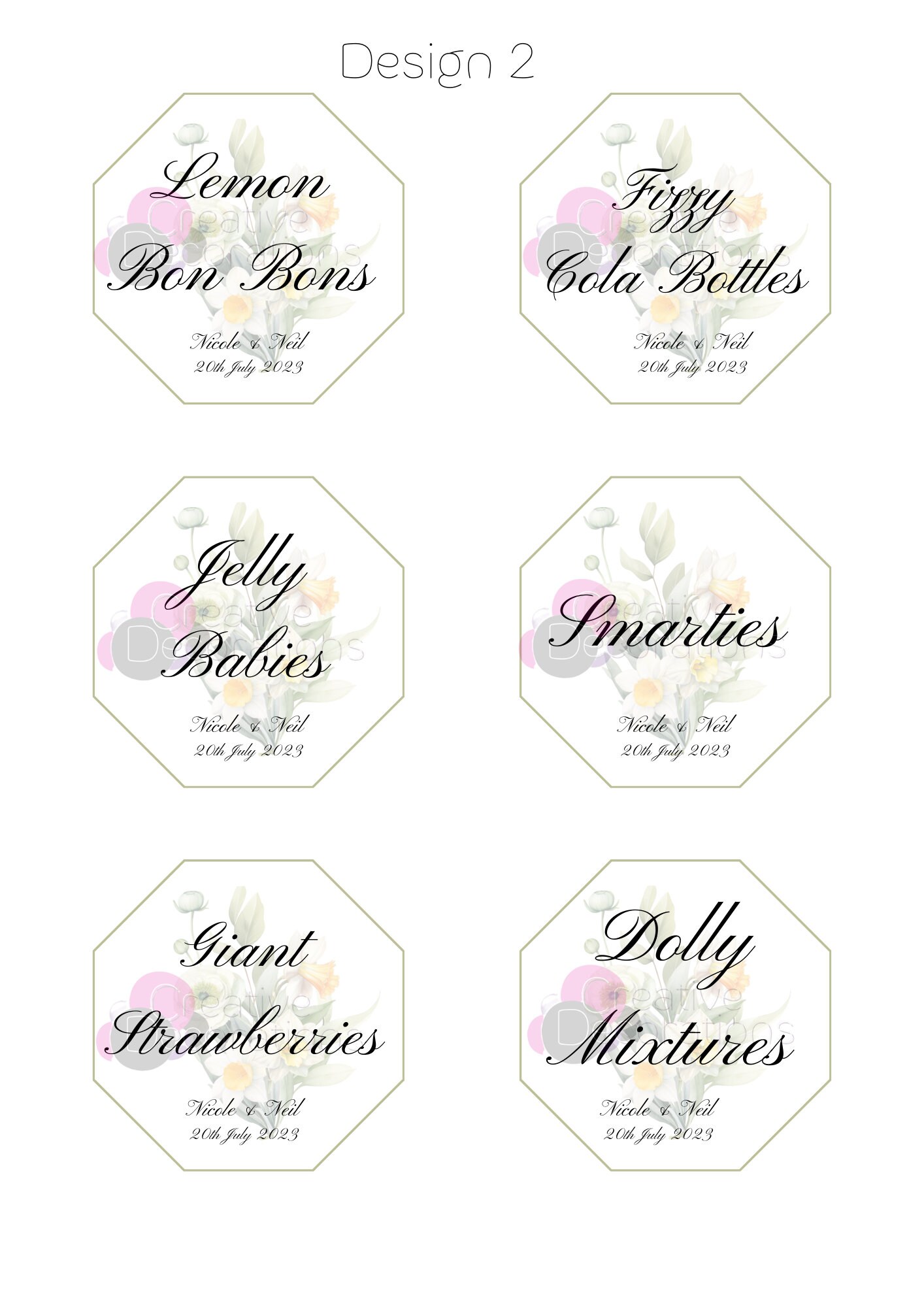 Wedding Sweet Buffet Labels, Sweet Buffet Labels, Sweet Vase Labels ...