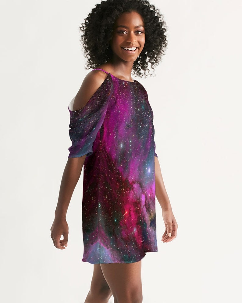 Galaxy Dress, Women's Open Shoulder A-line Dress, Astronomy Gifts ...