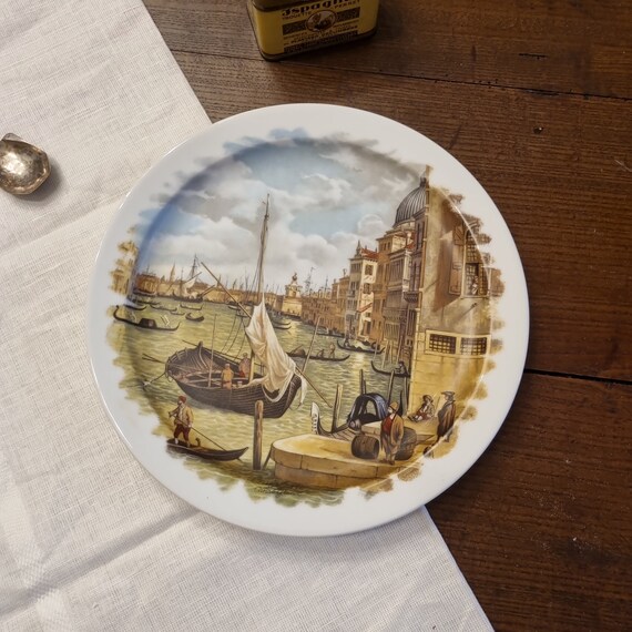 Porcelain collector's plate, decorative plate harbor … - Gem