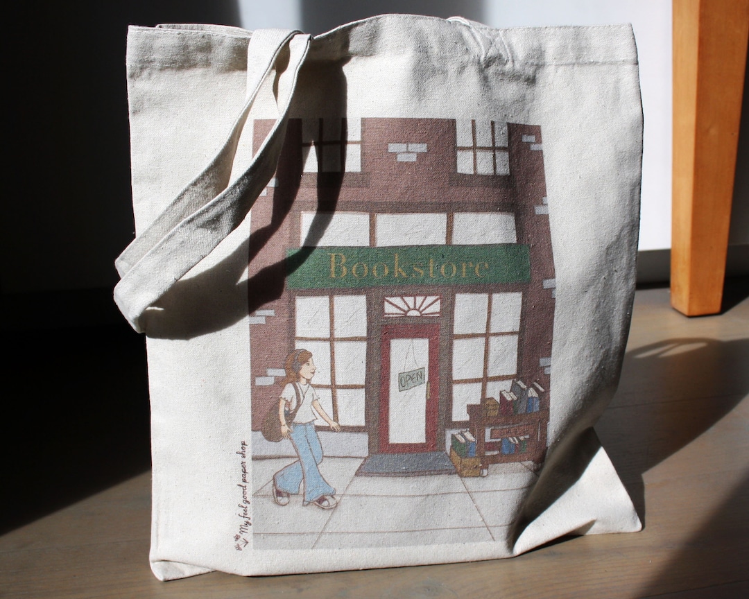 Downtown Girl Tote Bag| Canvas Bag, Book Bag, Bookstore Bag, Bookshop ...