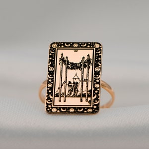 Astrology Ring Four of Wands Tarot Ring Silver Tarot Card Jewelry Tarot ...