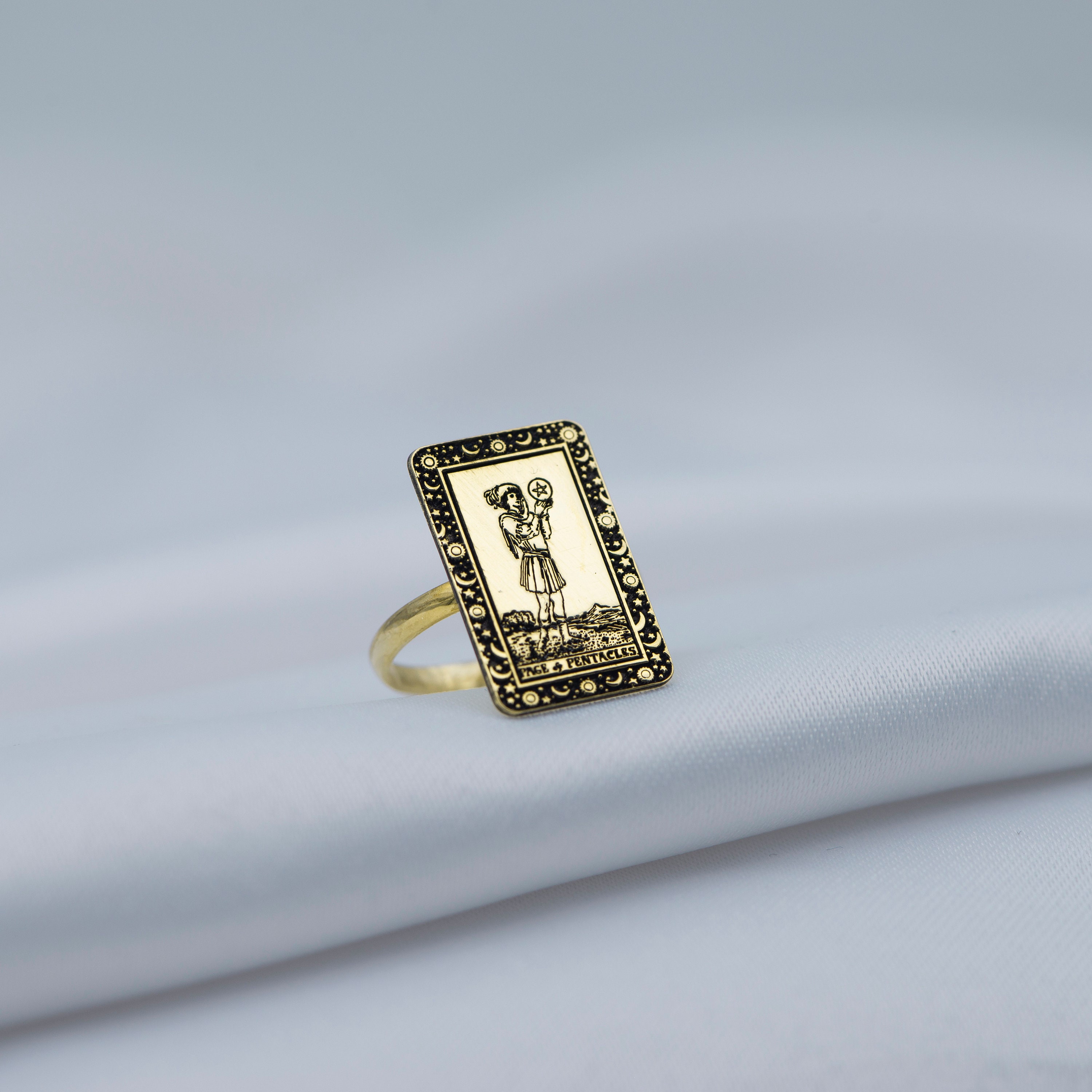 Tarot Ring , Page of Pentacles Tarot Card Ring Silver Tarot Card ...
