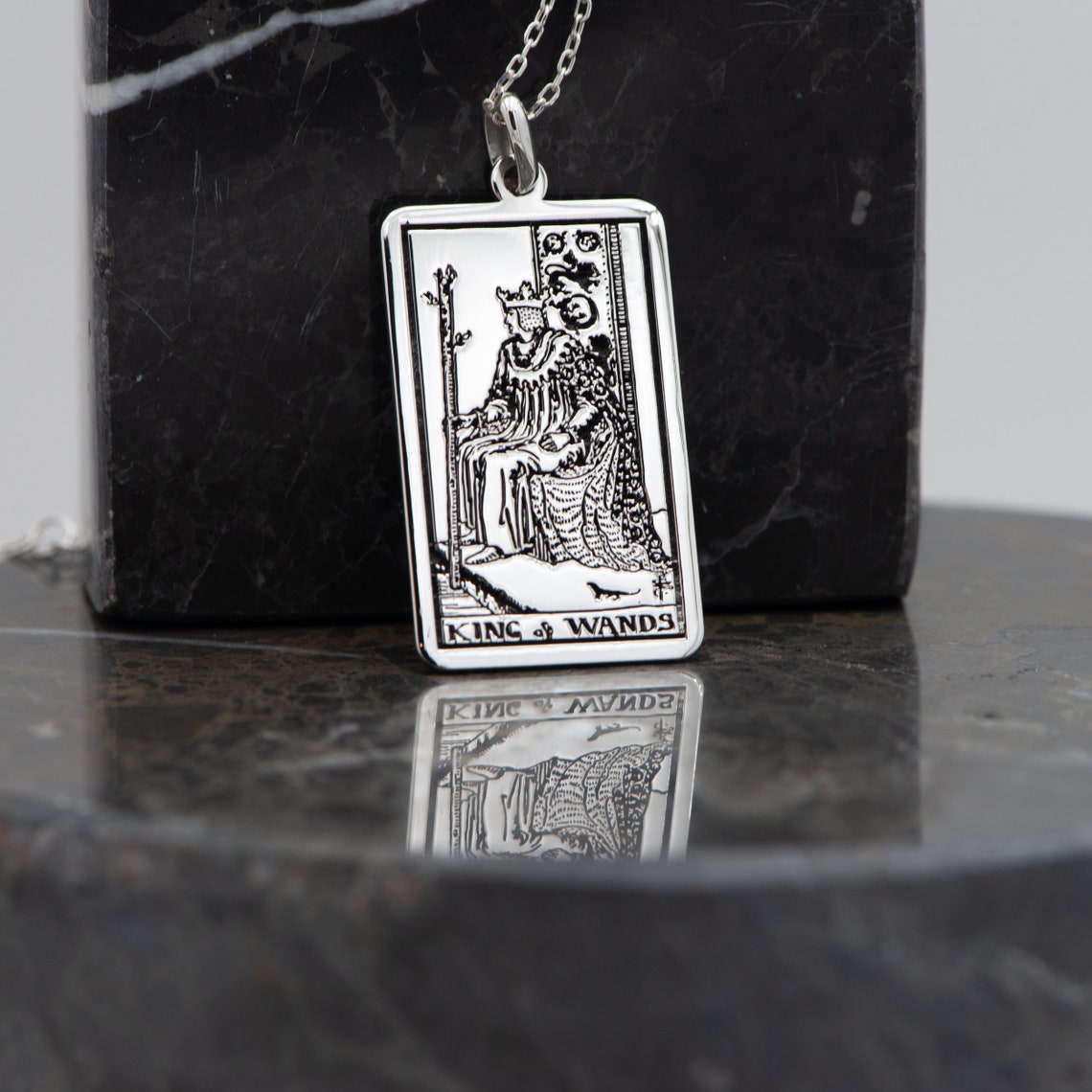 Tarot Card Pendant Necklace Gold Silver or Rose Gold King of | Etsy