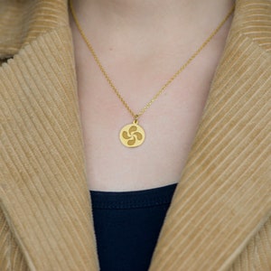 14k Solid Gold Basque Cross Necklace - Unique Lauburu Pendant ...