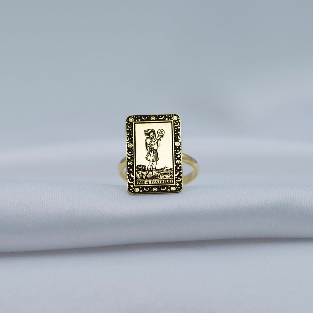 Tarot Ring , Page of Pentacles Tarot Card Ring Silver Tarot Card ...