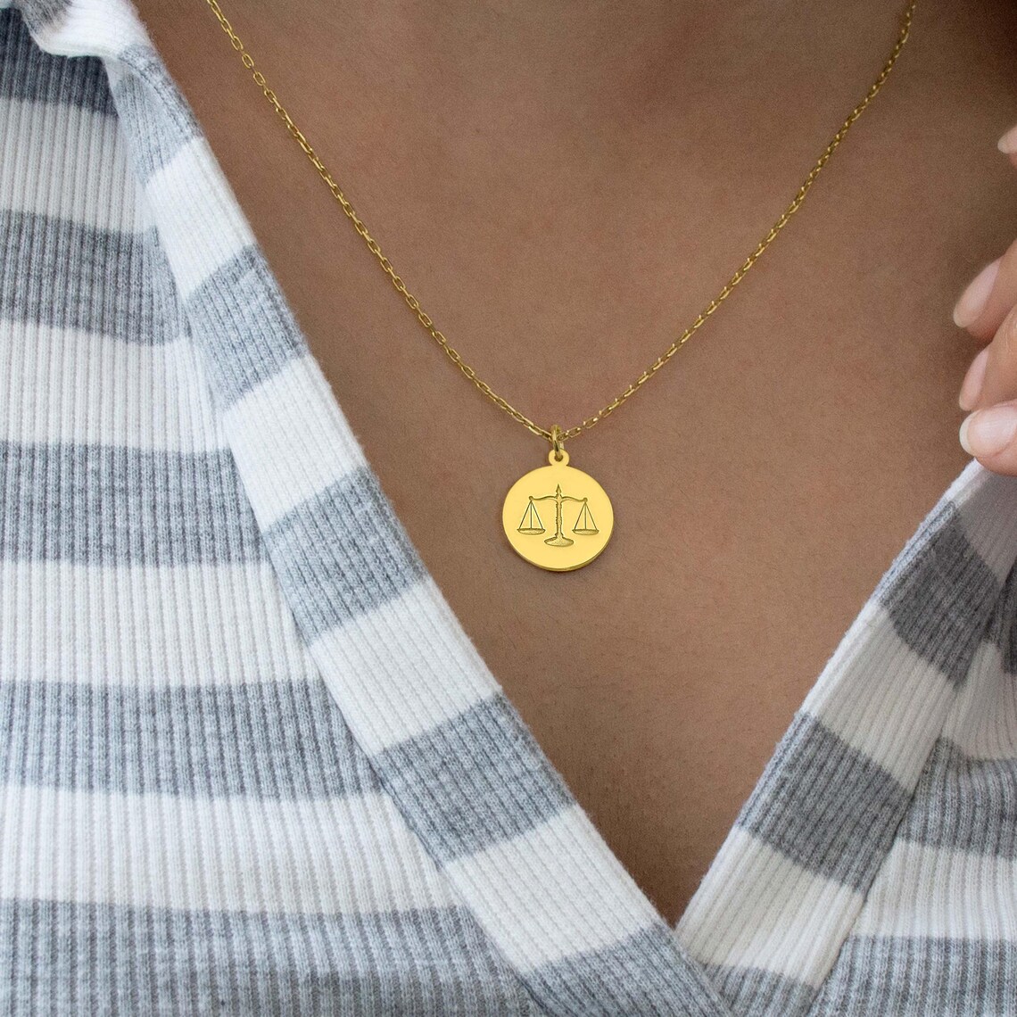 14K Solid Gold Justice Pendant - Symbol of Fairness and Truth | Legal ...