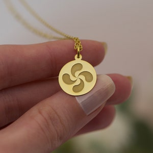 14k Solid Gold Basque Cross Necklace - Unique Lauburu Pendant ...
