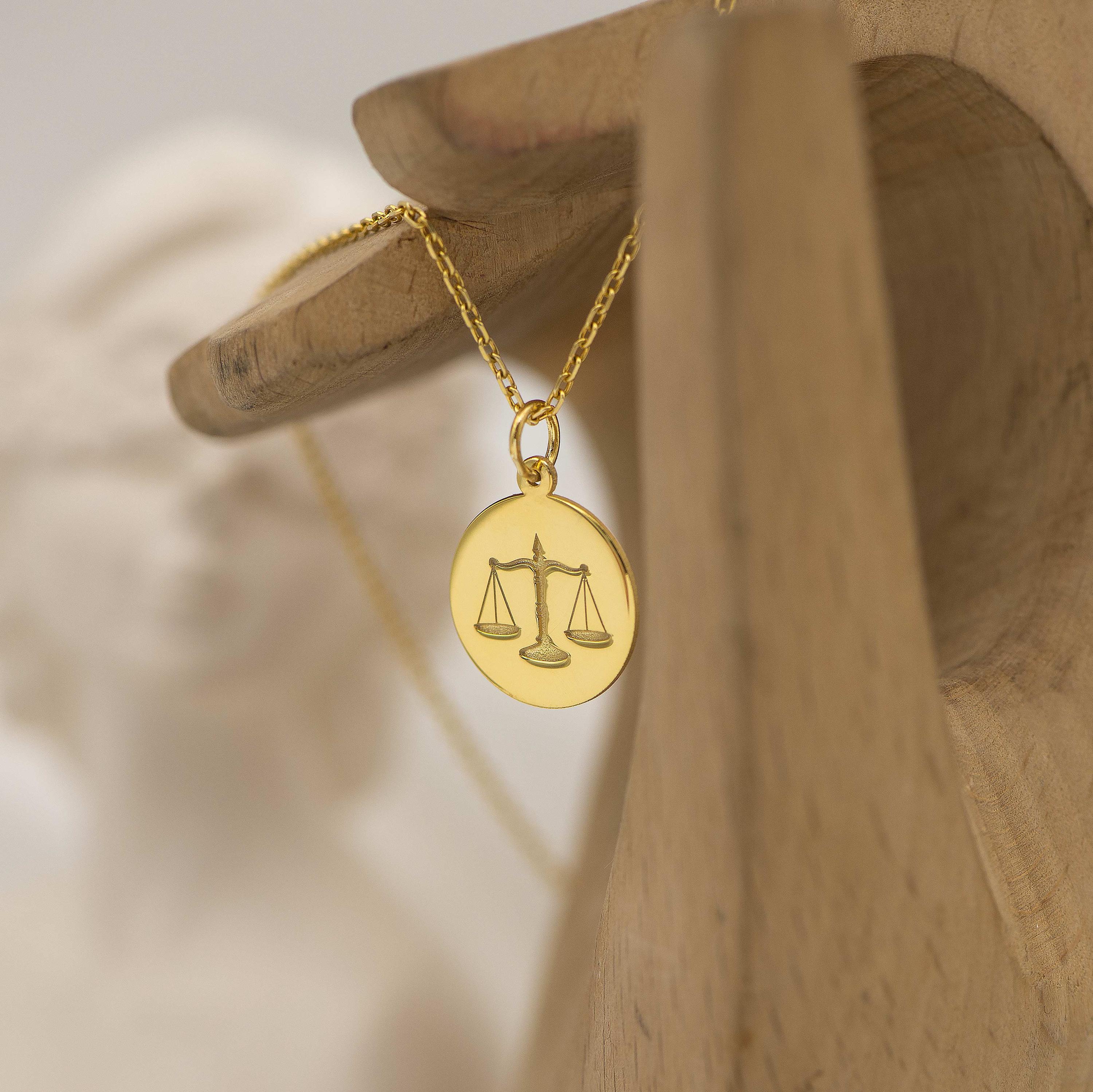 14K Solid Gold Justice Pendant - Symbol of Fairness and Truth | Legal ...