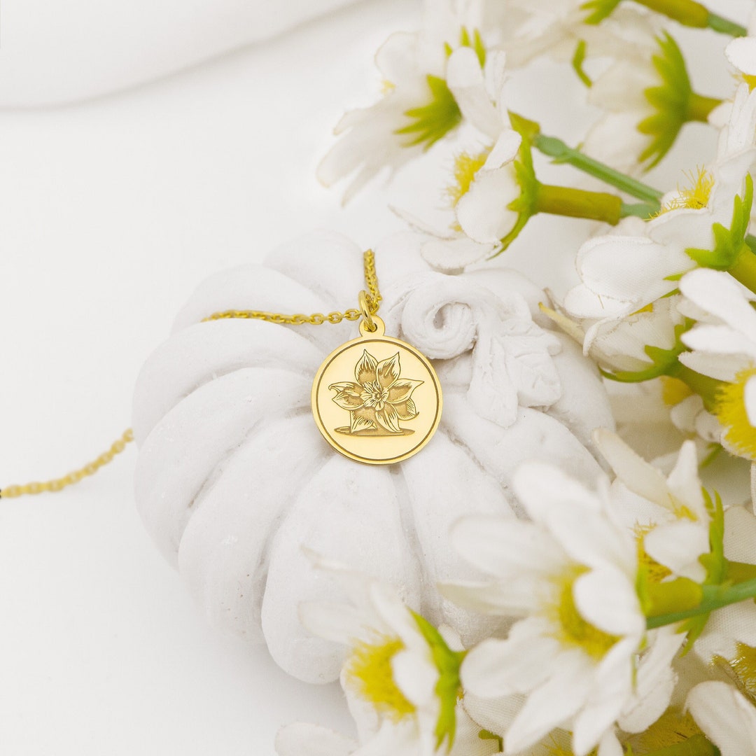 Dainty Daffodil Necklace Real 14k Solid Gold by Demir Uluer - Tiny ...