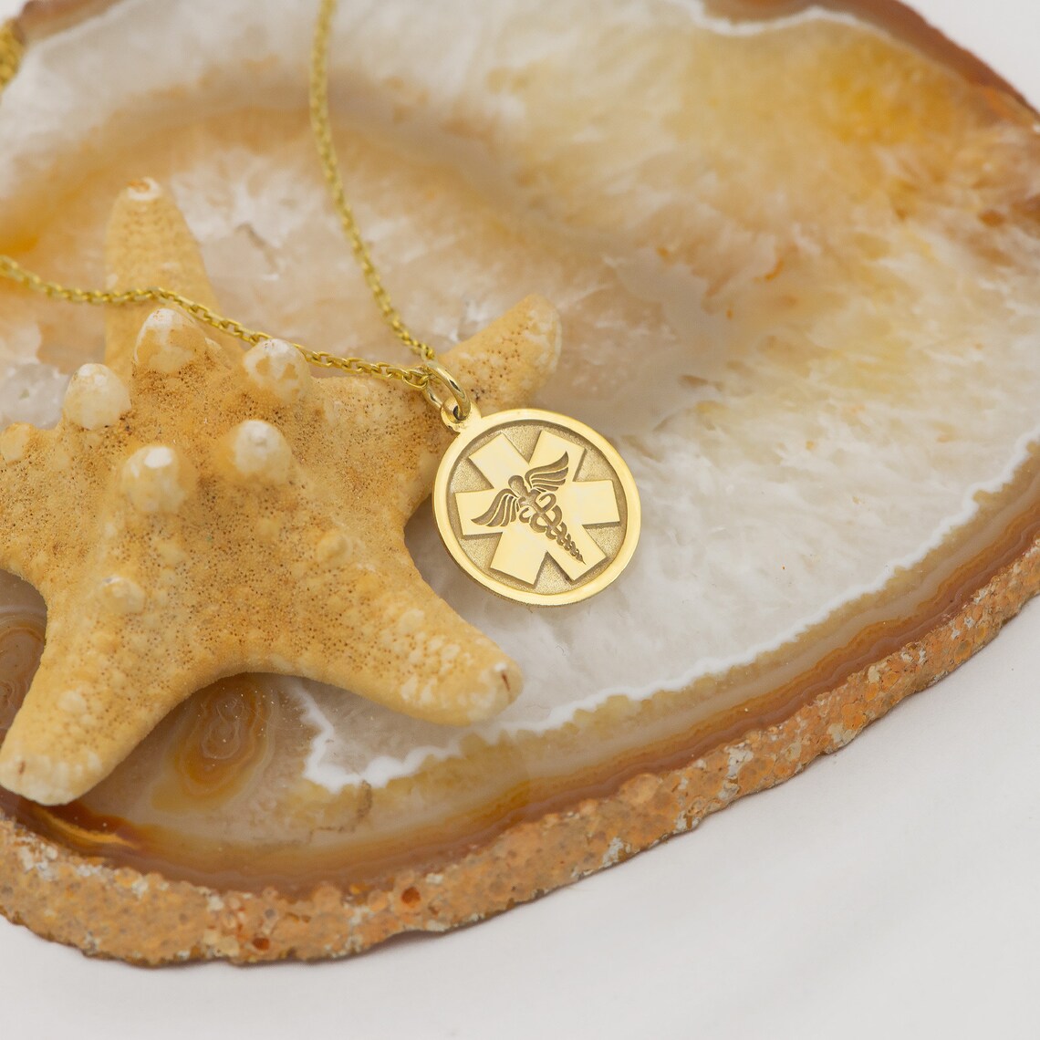 Medical Alert Id Necklace Real 14k Solid Gold by Demir Uluer ...