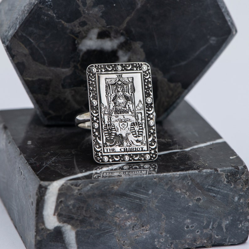 The Chariot Tarot Card Ring Silver Tarot Jewelry Astrology Ring Tarot ...