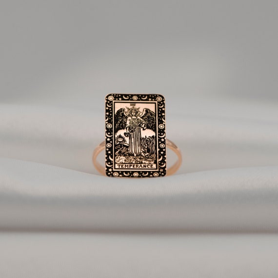 Tarot Card Ring Silver or Gold Temperance Tarot Gifts Tarot | Etsy