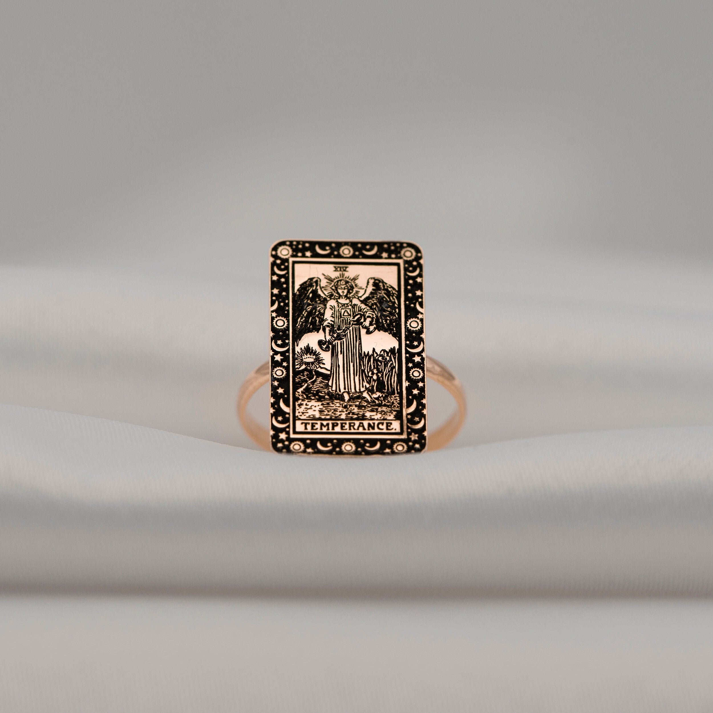 Tarot Card Ring Silver or Gold Temperance Tarot Gifts Tarot | Etsy