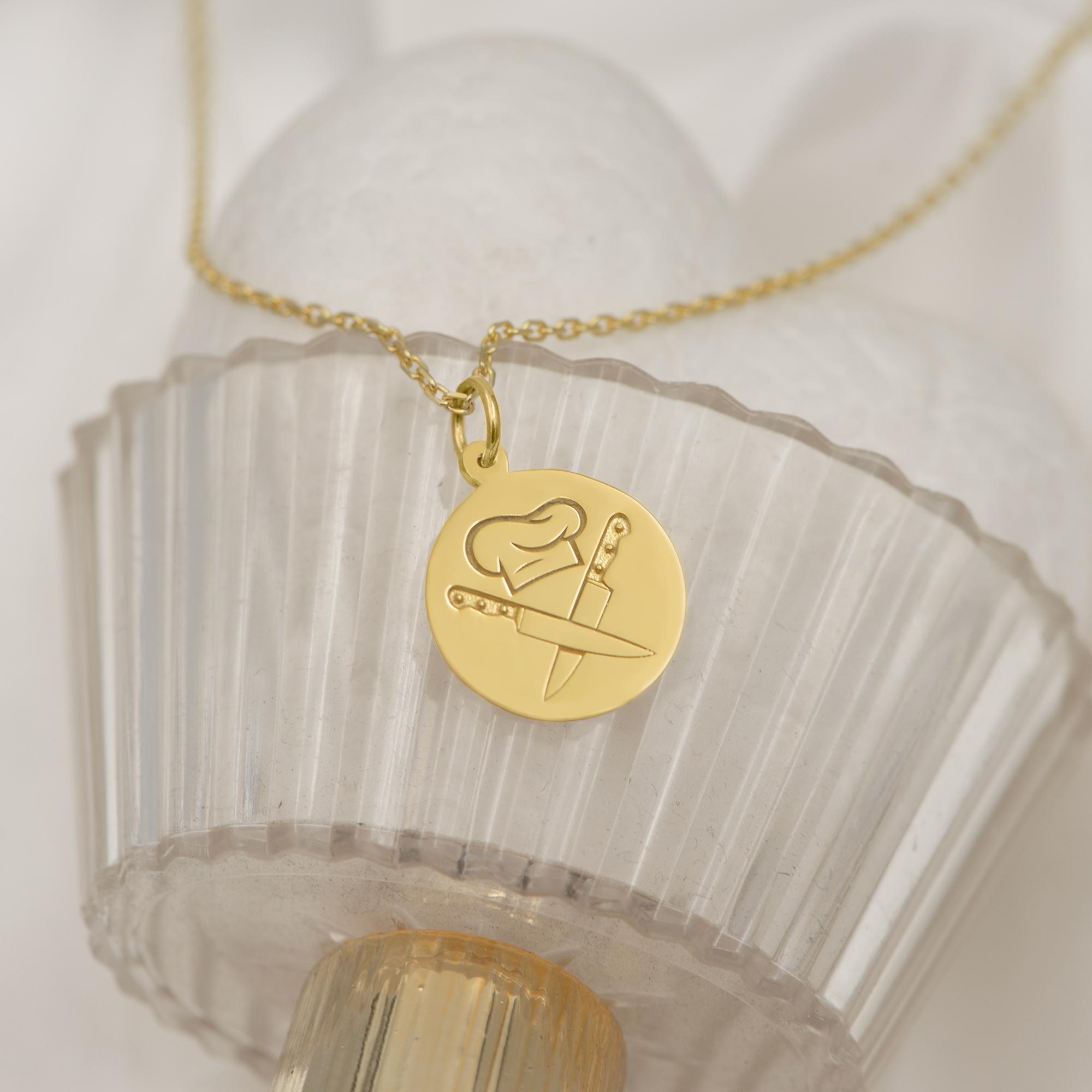 14K Solid Gold Chef Hat Necklace – Chef Jewelry Gift | Handmade Chef ...