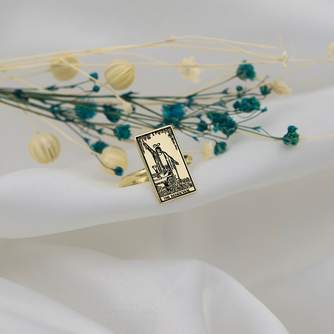 The Magician Tarot Card Ring 14K Solid Yellow Gold Tarot - Etsy