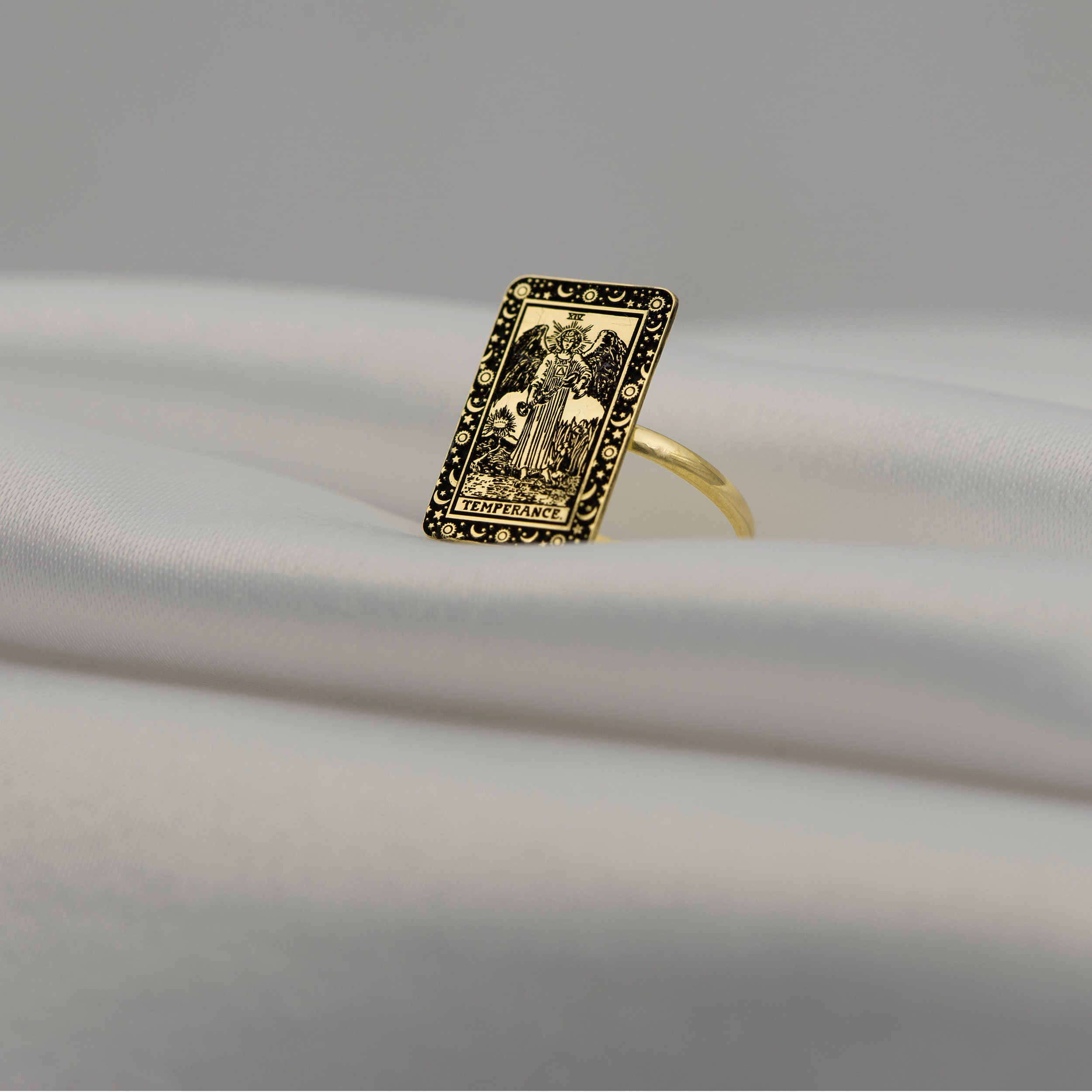 Tarot Card Ring Silver or Gold Temperance Tarot Gifts Tarot Jewelry ...
