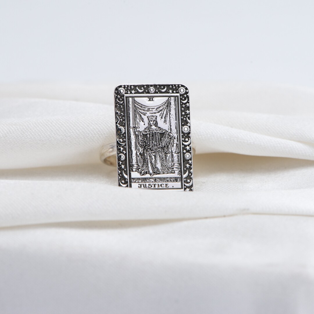 Tarot Ring , the Justice Tarot Card Silver Ring Tarot Jewelry Astrology ...