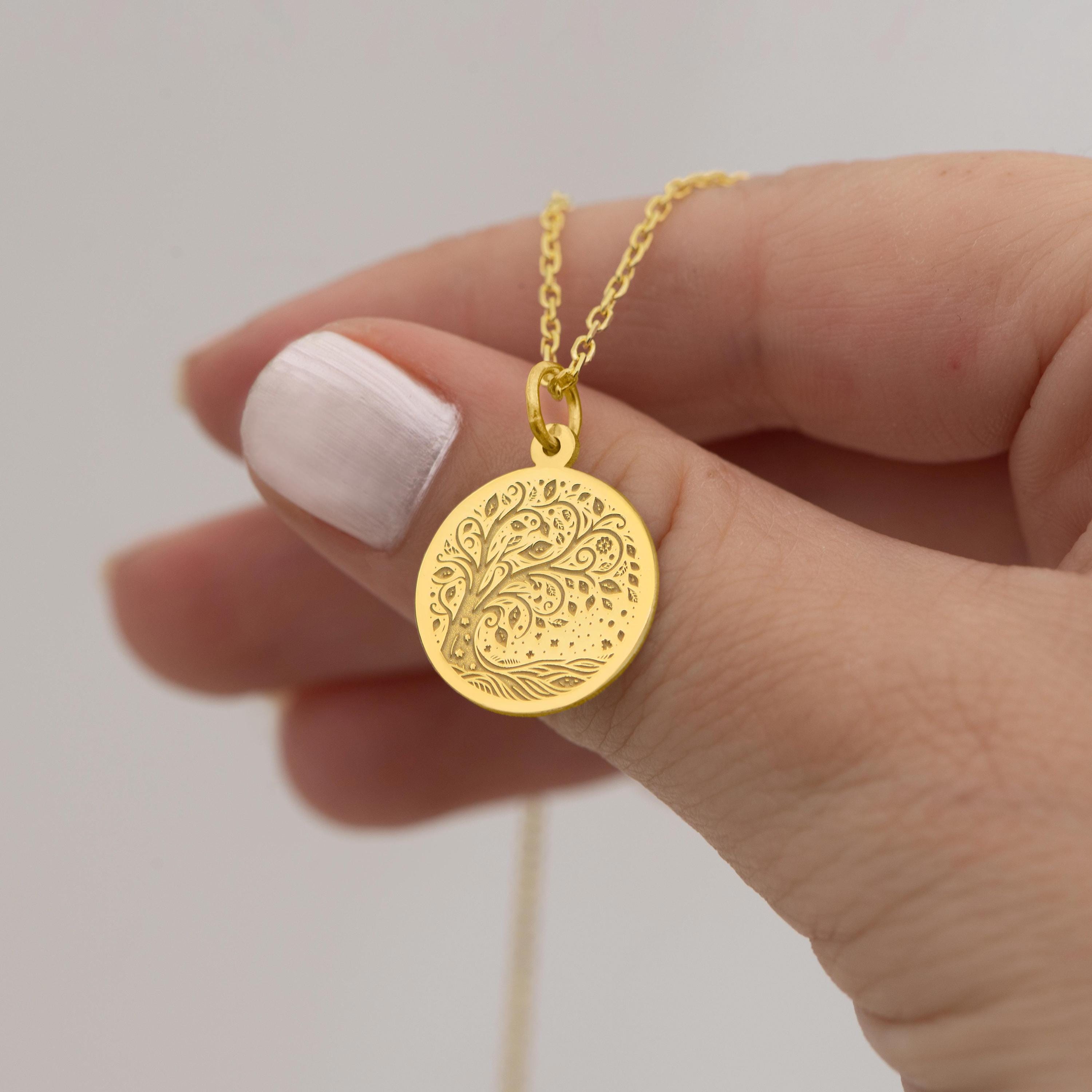Real 14K Solid Gold Tree of Life Necklace – Handmade Family Tree ...