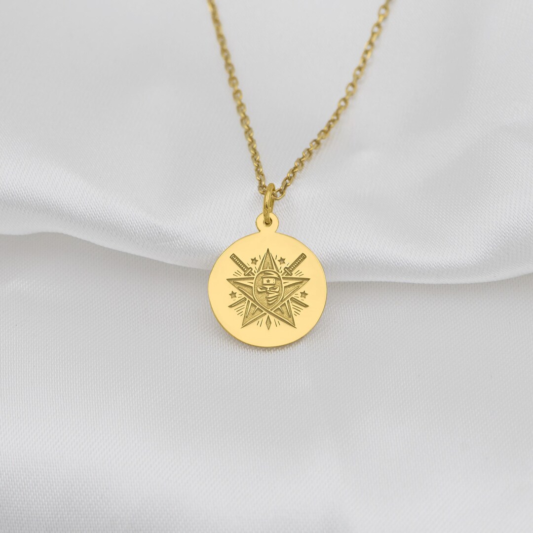14K Solid Gold Ninja Warrior Necklace – Handmade Martial Arts Pendant ...