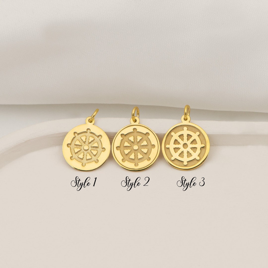 Dharma Wheel Necklace Real 14k Solid Gold by Demir Uluer - Personalized ...