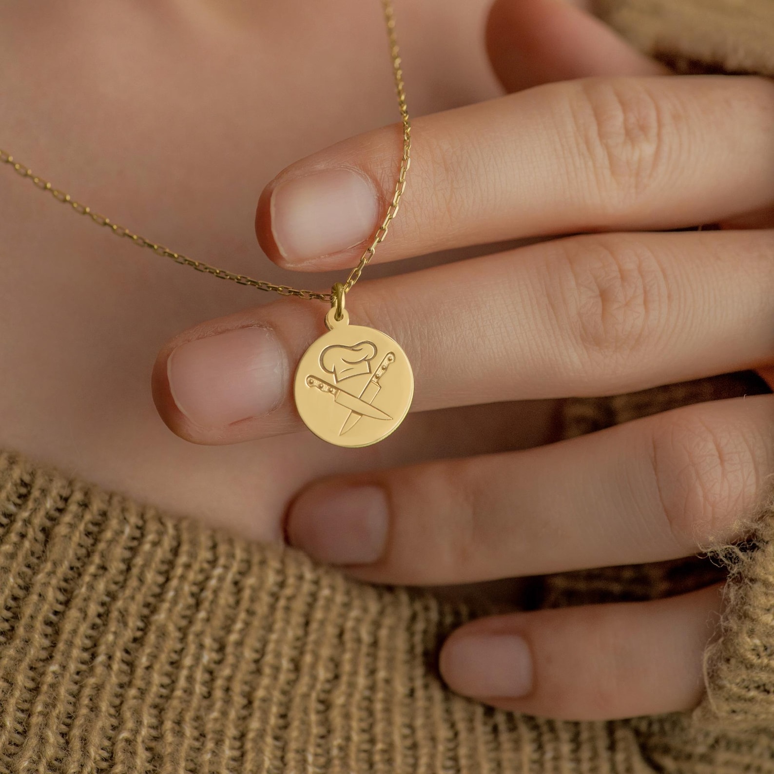14K Solid Gold Chef Hat Necklace – Chef Jewelry Gift | Handmade Chef ...