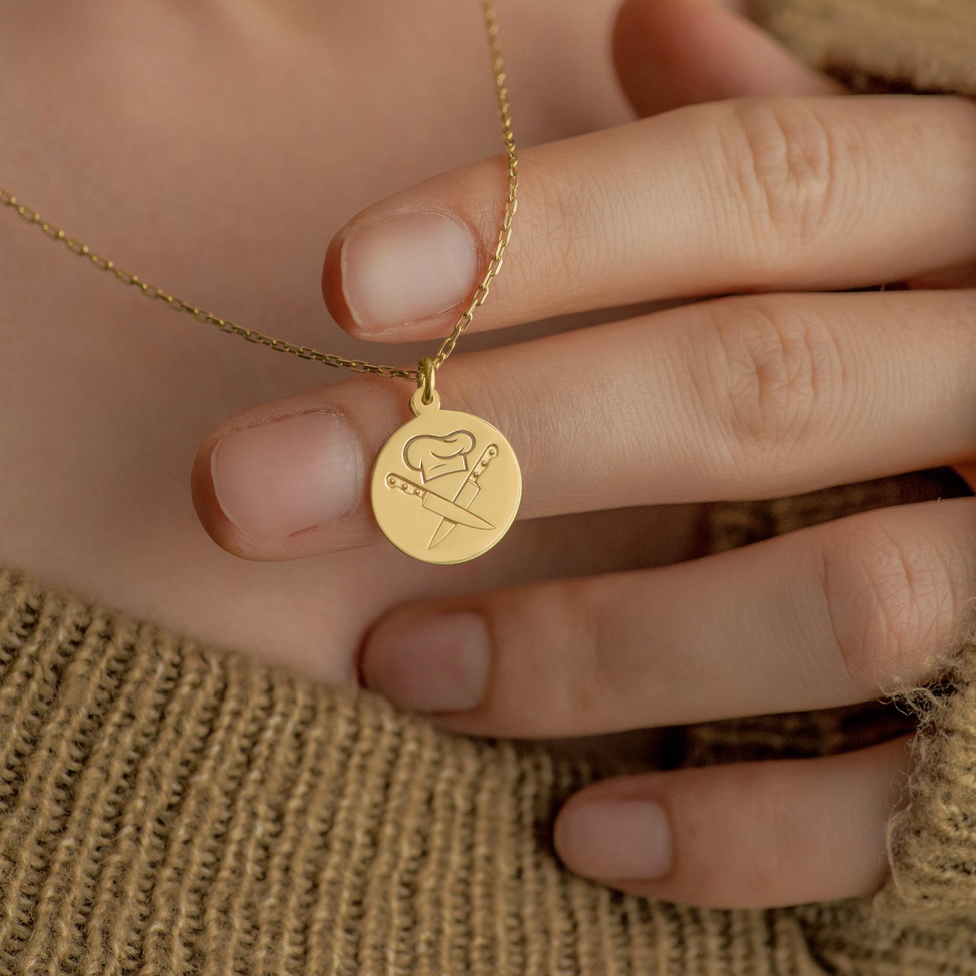 14K Solid Gold Chef Hat Necklace – Chef Jewelry Gift | Handmade Chef ...