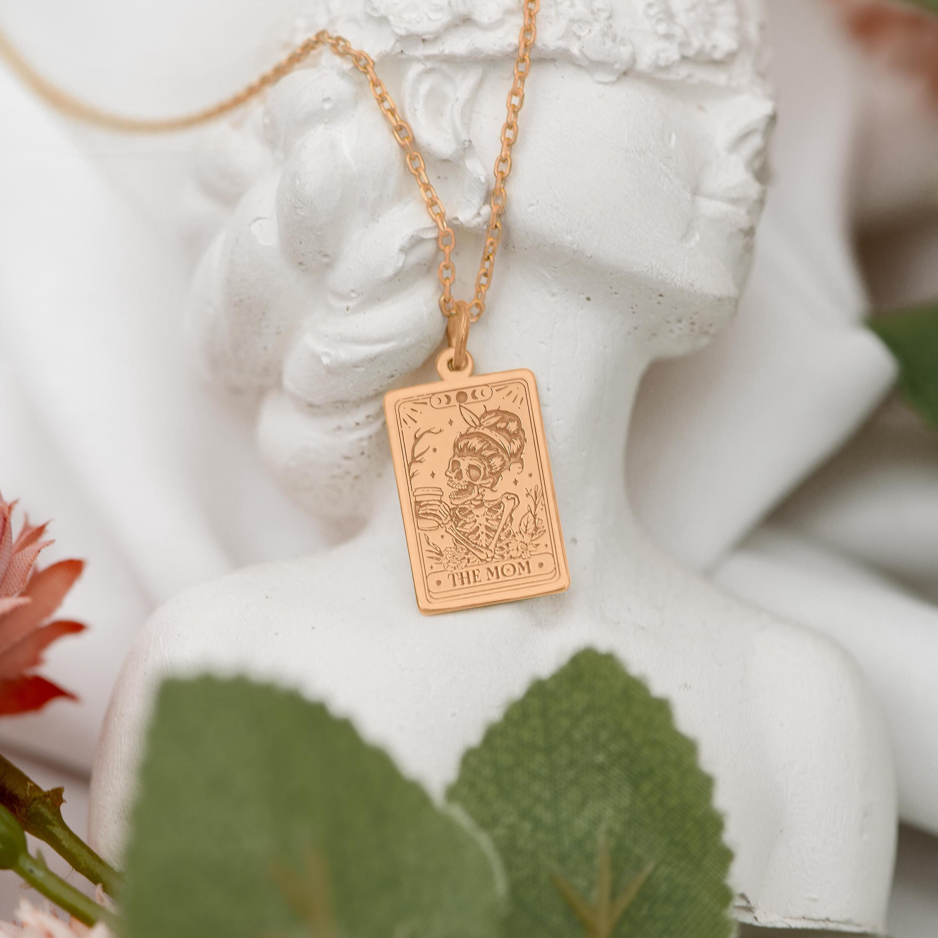14K Solid Gold Mom Pendant Heartfelt Mothers Day Gift Elegant Mom Charm Necklace Gold Jewelry for Moms Best Gift for Her Etsy