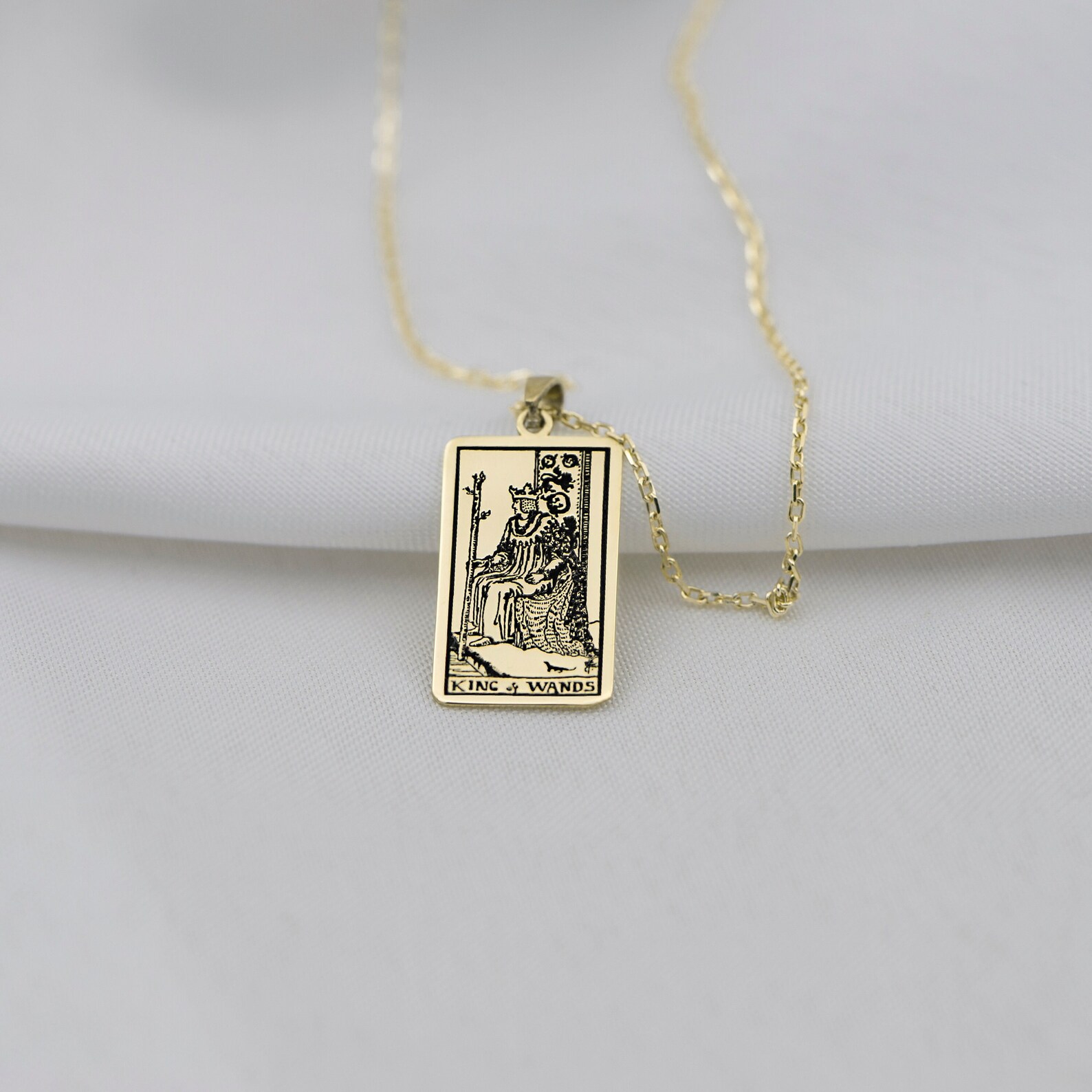 Tarot Card Pendant Necklace Gold Silver or Rose Gold King of Wands ...