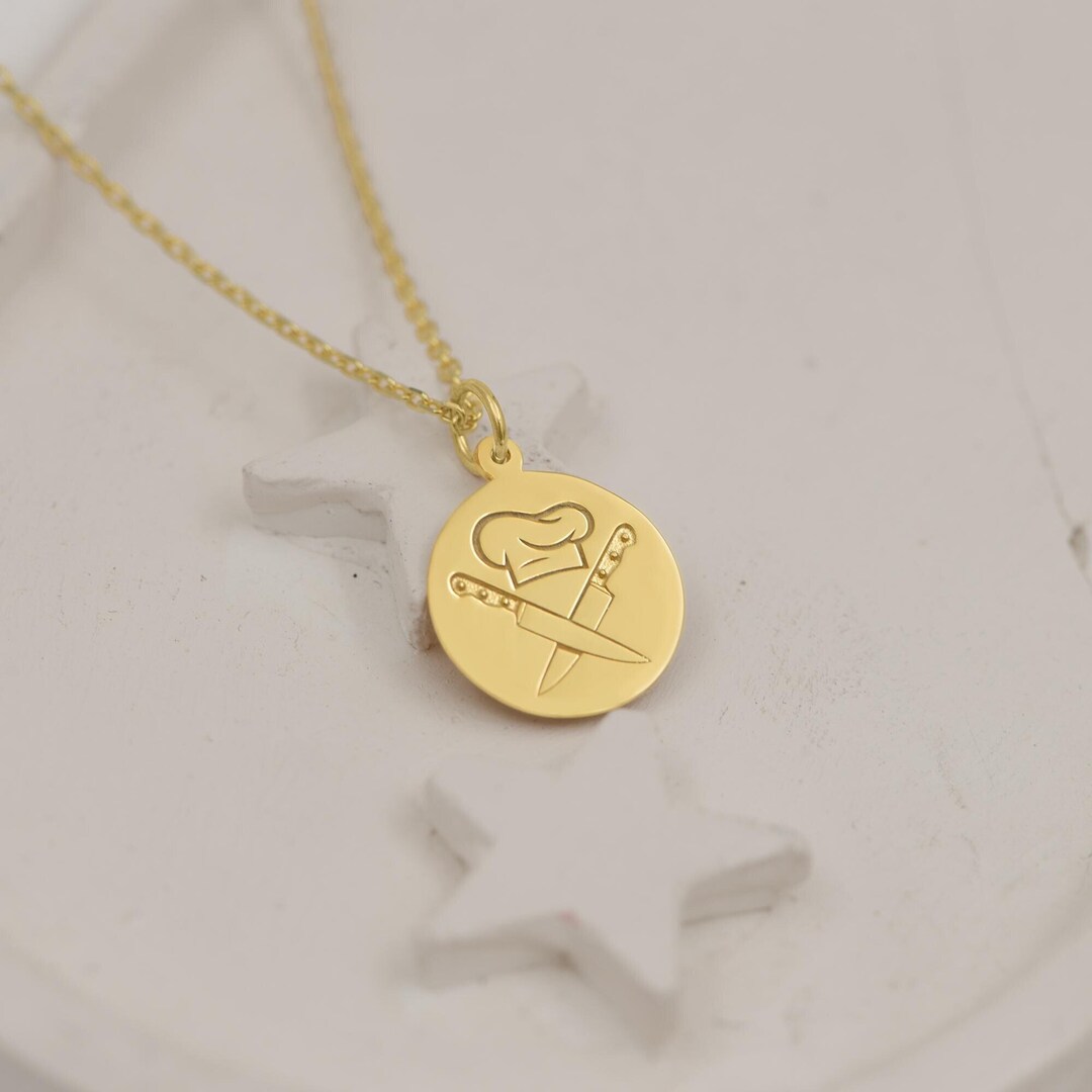 14K Solid Gold Chef Hat Necklace – Chef Jewelry Gift | Handmade Chef ...