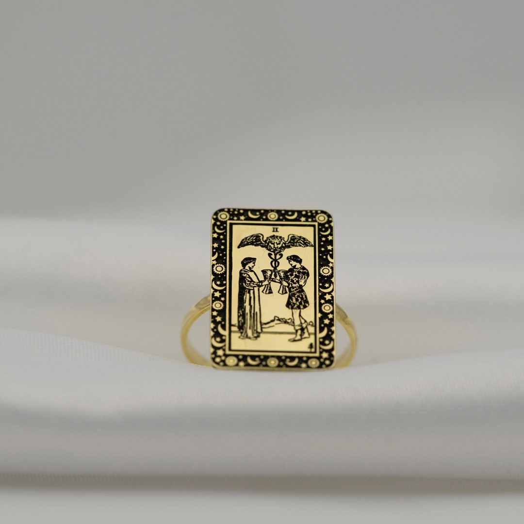 Tarot Jewelry Tarot Card Ring Two of Cups Sterling Silver or Gold Tarot ...