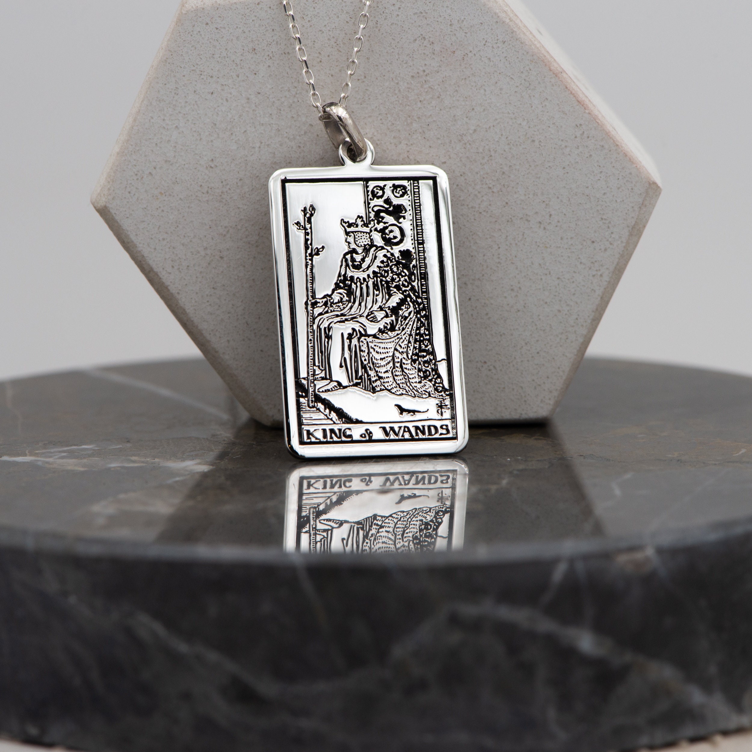 Tarot Card Pendant Necklace Gold Silver or Rose Gold King of | Etsy