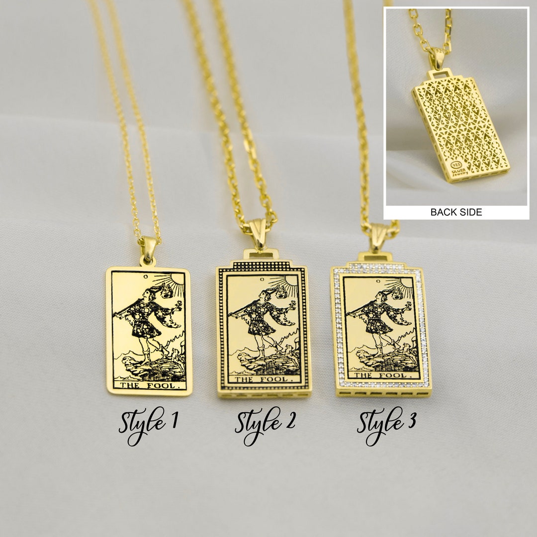 Tarot Jewelry the Fool Tarot Necklace Gold or Silver , Dainty Tag Tarot ...