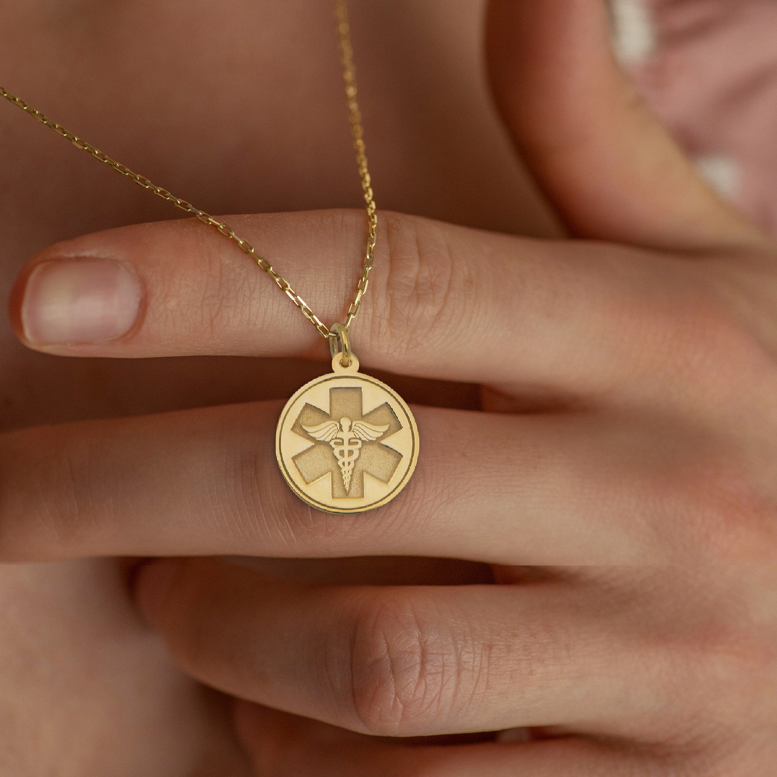 Medical Alert Id Necklace Real 14k Solid Gold by Demir Uluer ...