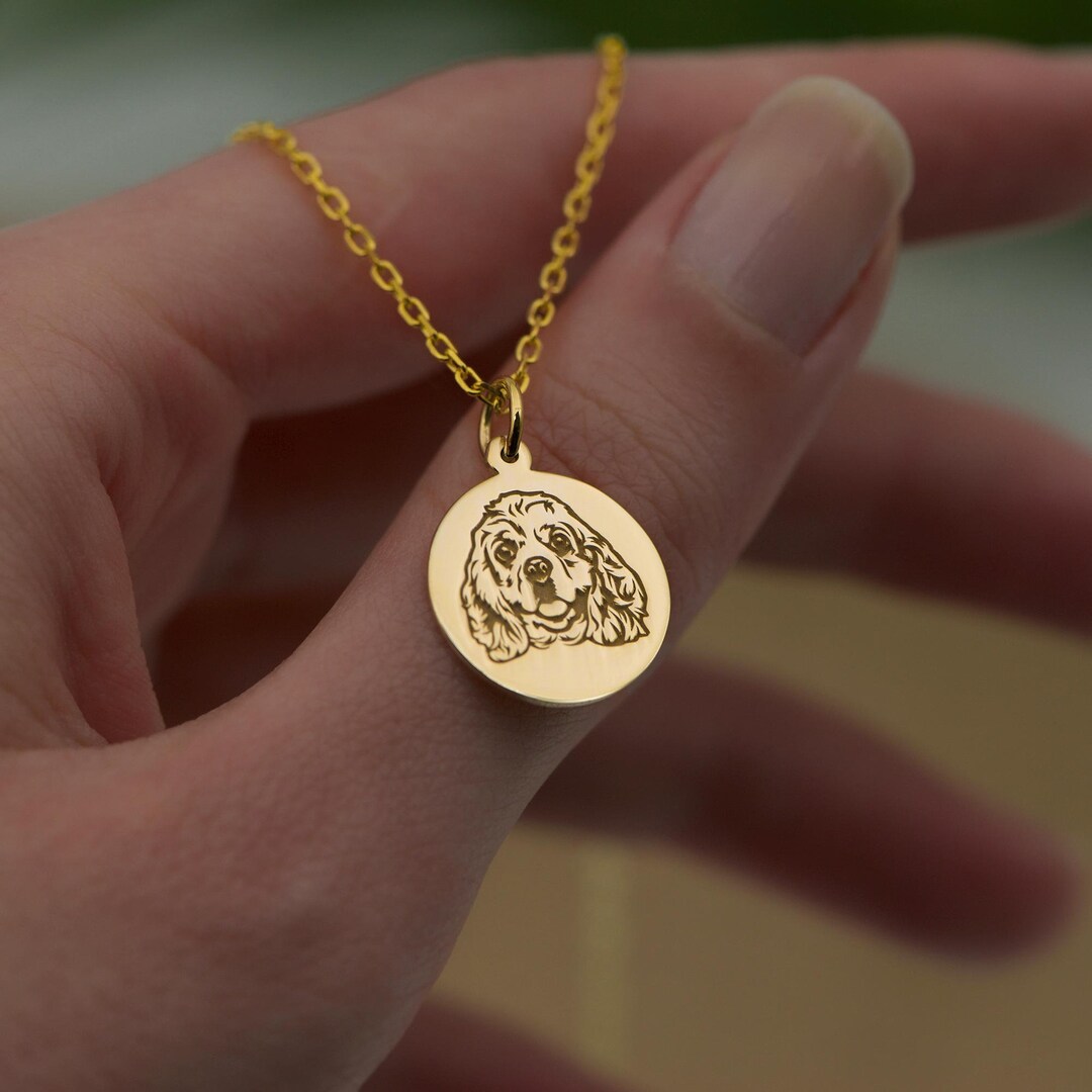 14K Solid Gold American Cocker Spaniel Necklace - Dog Lover Jewelry ...