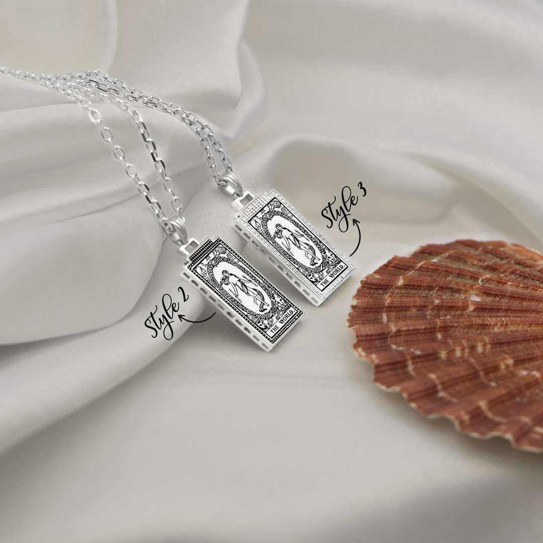 Tarot Card Charms the World Tarot Card Necklace Daintytarot Gifts Tarot ...