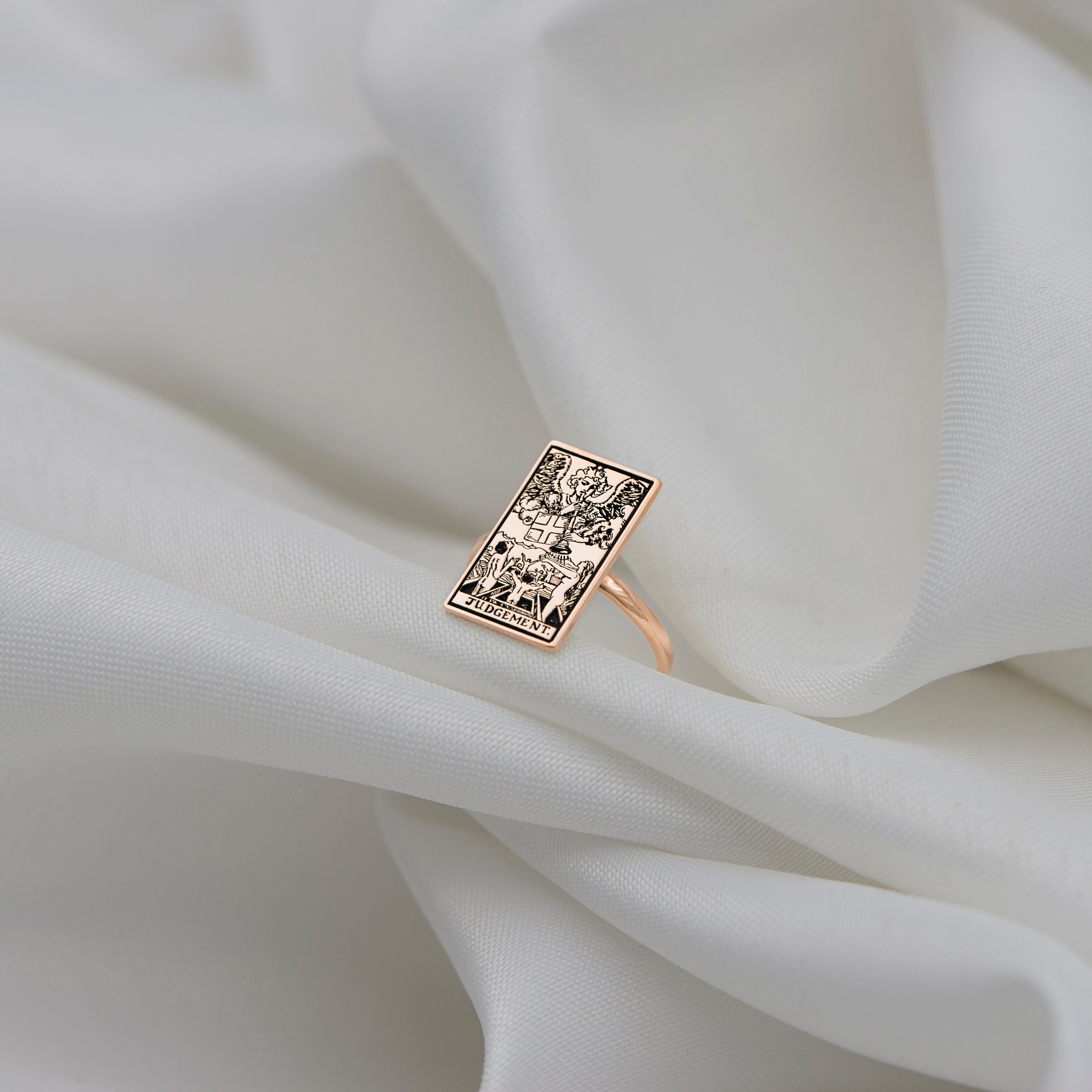 The Judgement Tarot Card Ring 10K Solid Yellow Gold Mystic - Etsy