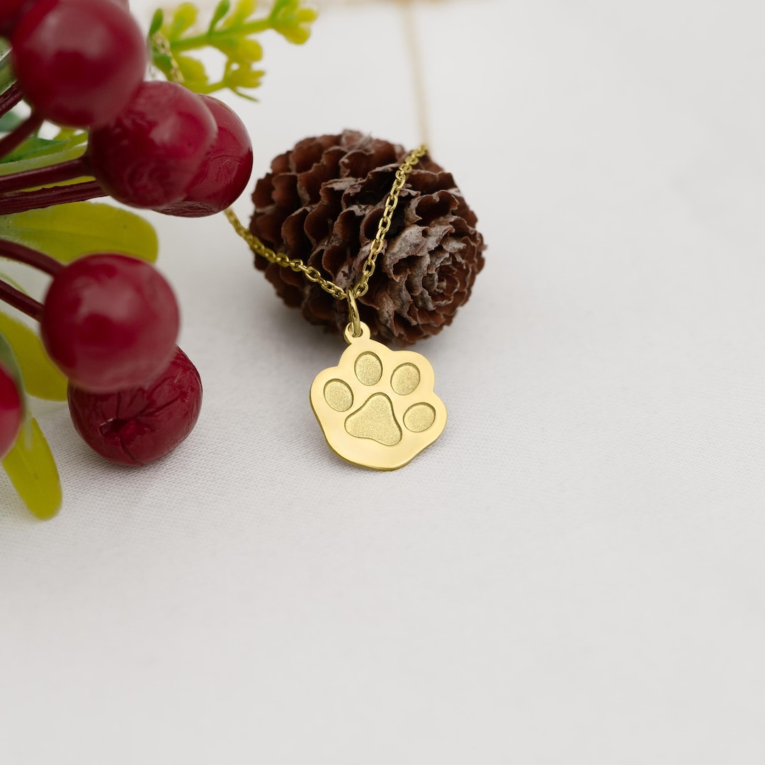 14K Solid Gold Cat Paw Pendant - Feline Lover Jewelry, Pet Lover Gift ...