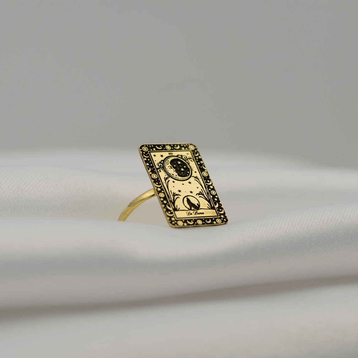 Astrology Ring La Luna Tarot Card Ring Sterling Silver Tarot Jewelry ...