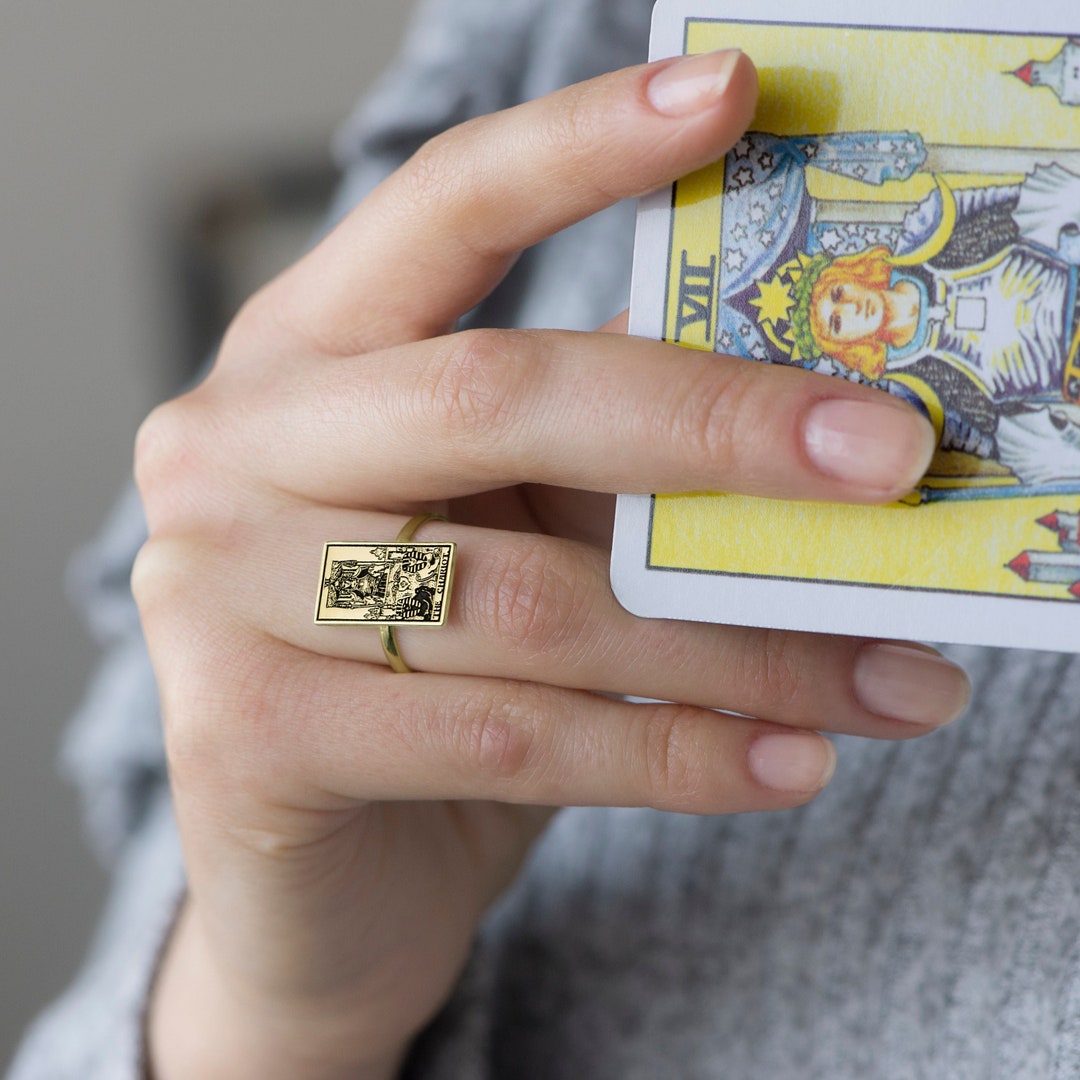 The Chariot Solid Gold Jewelry - 10K 14K Solid White Gold Tarot Card ...