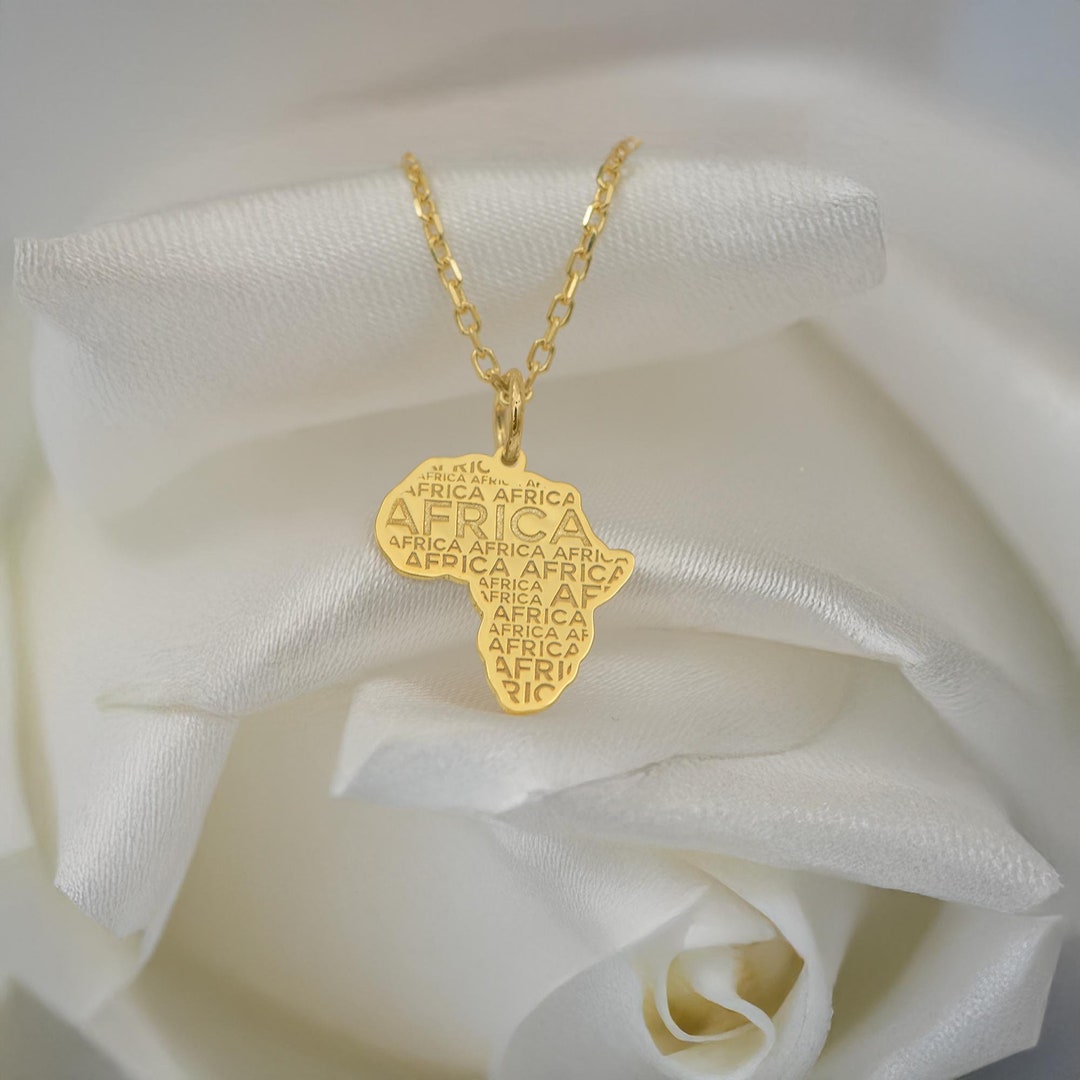 Dainty 14K Gold Africa Map Pendant Necklace – African Continent Jewelry ...
